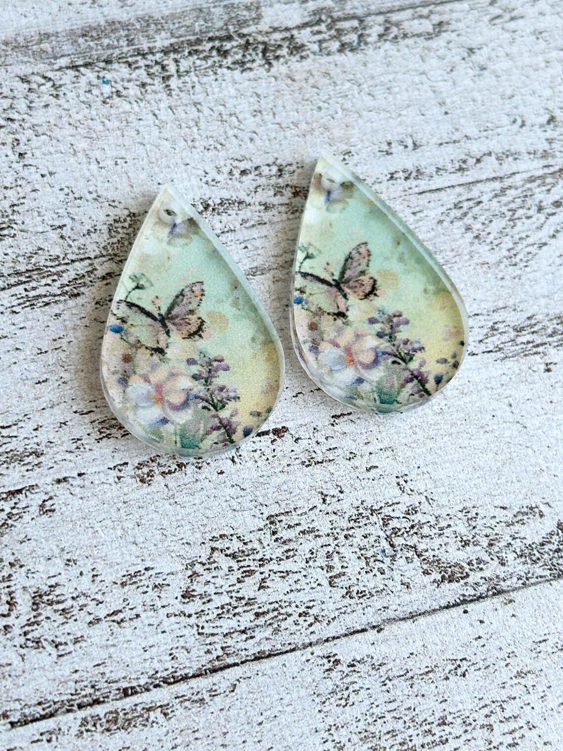DIY Acrylic Tear Drop Beautiful Butterflies Watercolor Print Jewelry ...