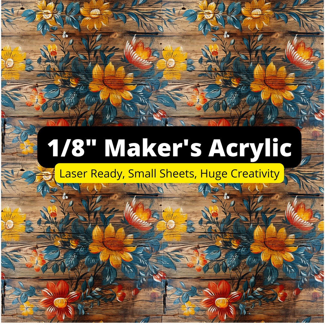 Pattern Print Acrylic Sheets High-quality Country Flowers Laser-ready Craft Supply Small Square ...