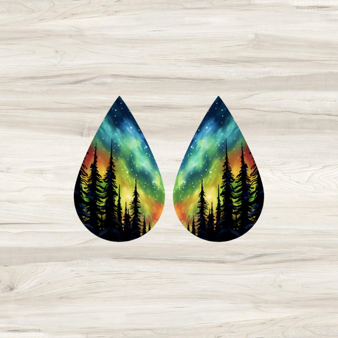 DIY Acrylic Tear Drop Aurora Forest Print Jewelry Making Earring Blanks ...