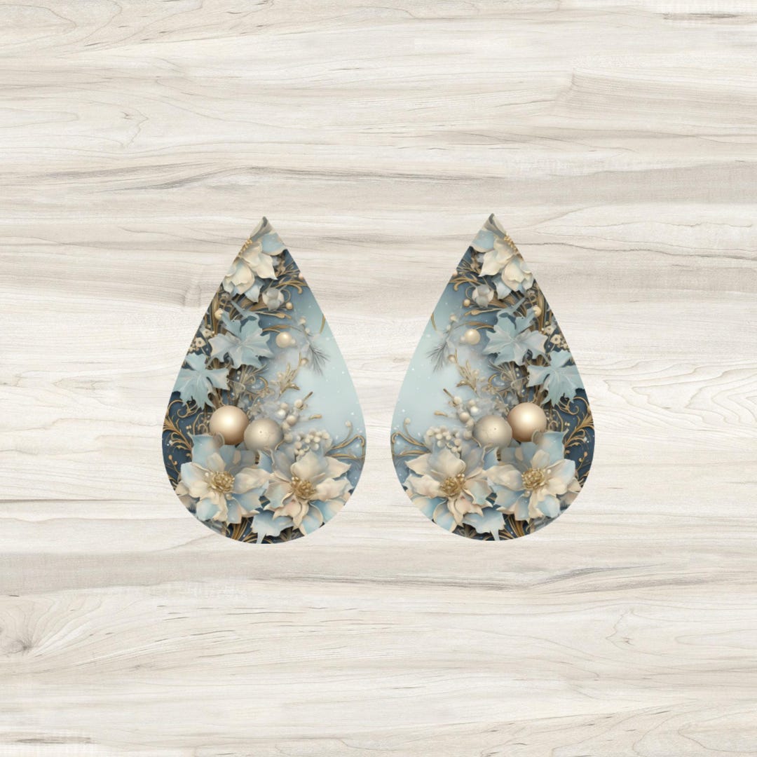DIY Acrylic Tear Drop Christmas Holiday Festive Bobbles Print Jewelry ...
