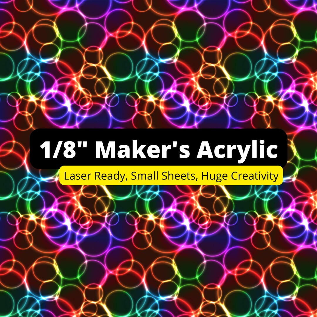 Pattern Print Acrylic Sheets Neon Bubbles High-quality Laser-ready Craft Supply Small Square ...