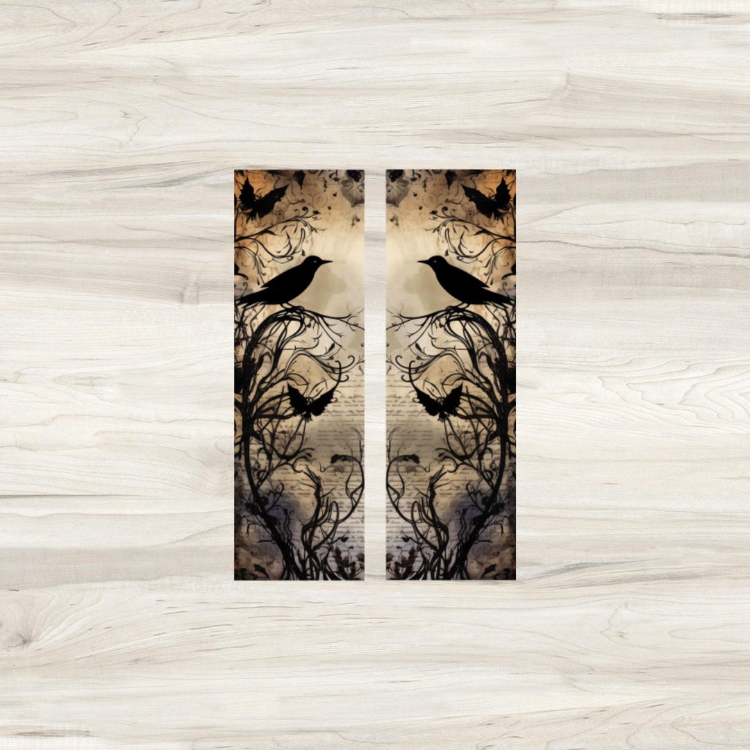 DIY Acrylic Bar Charm Pendant Blanks Raven Crow Vintage Dark Pattern ...