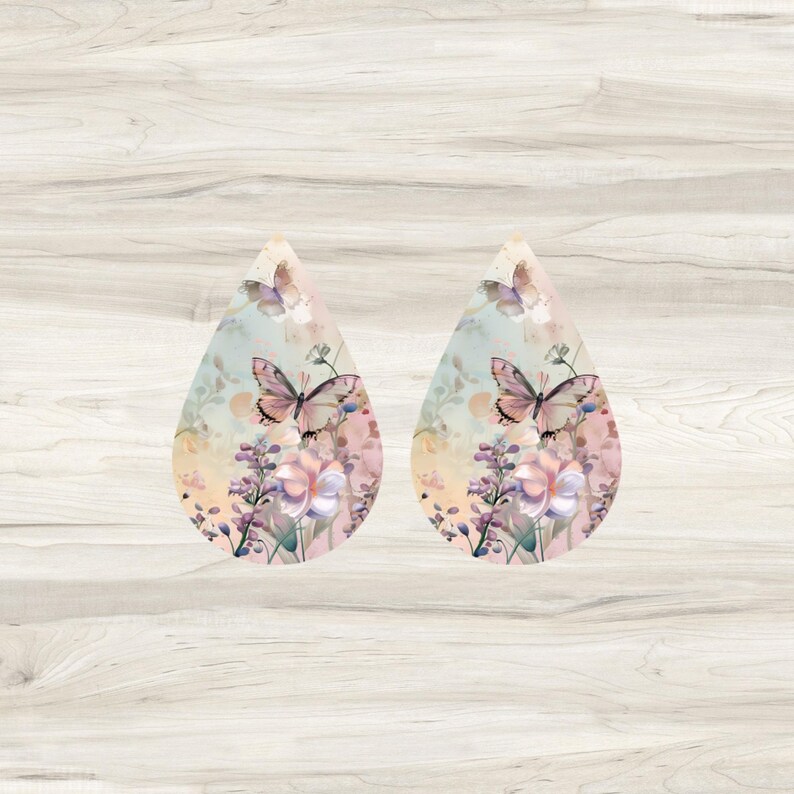 DIY Acrylic Tear Drop Beautiful Butterflies Watercolor Print Jewelry ...