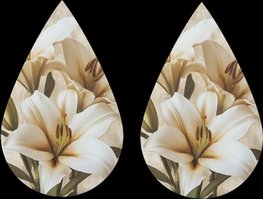 DIY Acrylic Tear Drop White Lily Jewelry Making Earring Blanks Pendant ...