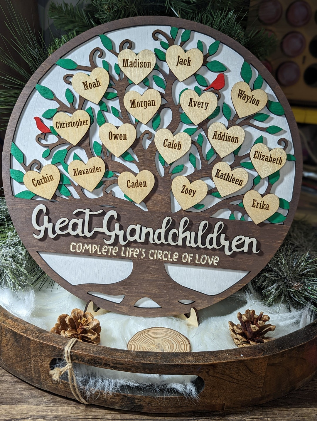 Customized Family Tree Plaque, Family, Grandparent, Grandchildren ...