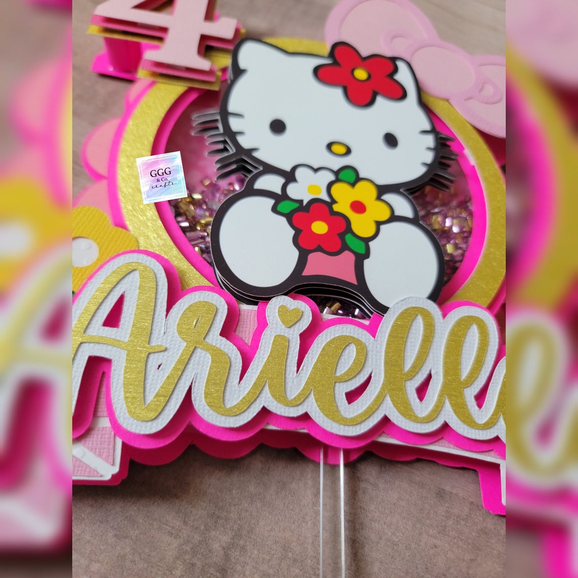 Kitty Birthday Cake Topper, Pink Kitty, Cat Birthday Party, Shaker ...