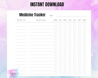 Daily Medicine Log Medication Tracker Instant Download Printable and ...