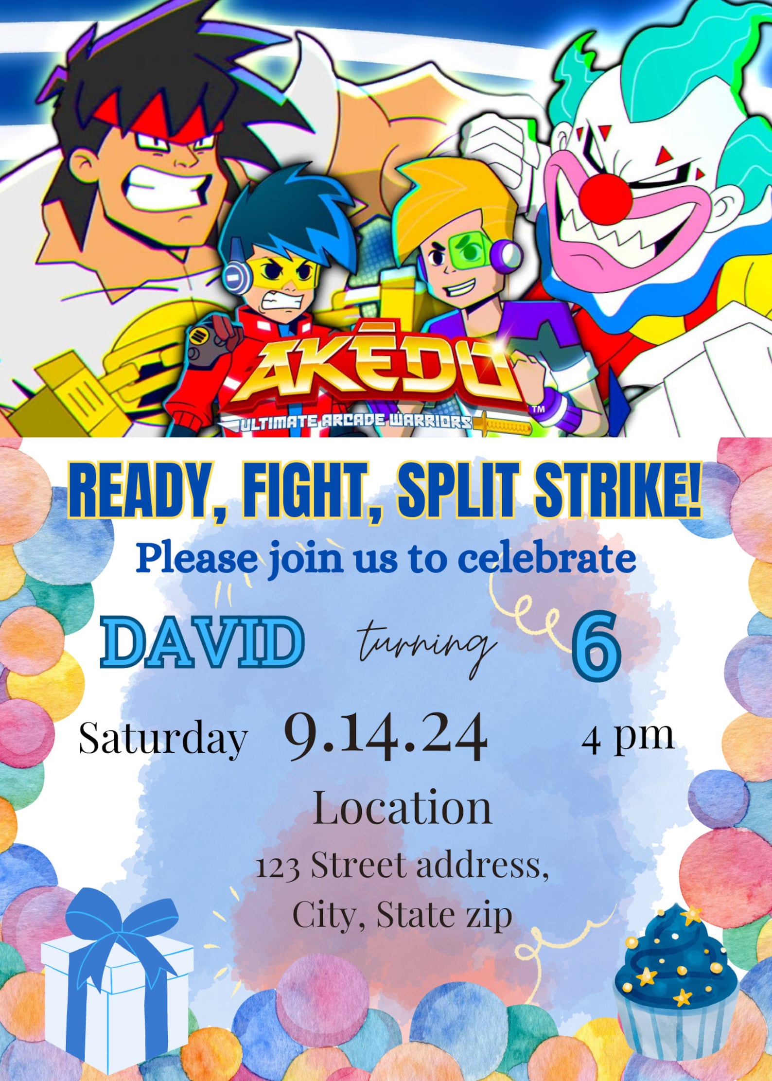 Akedo Warriors Digital Birthday Invitation - Etsy