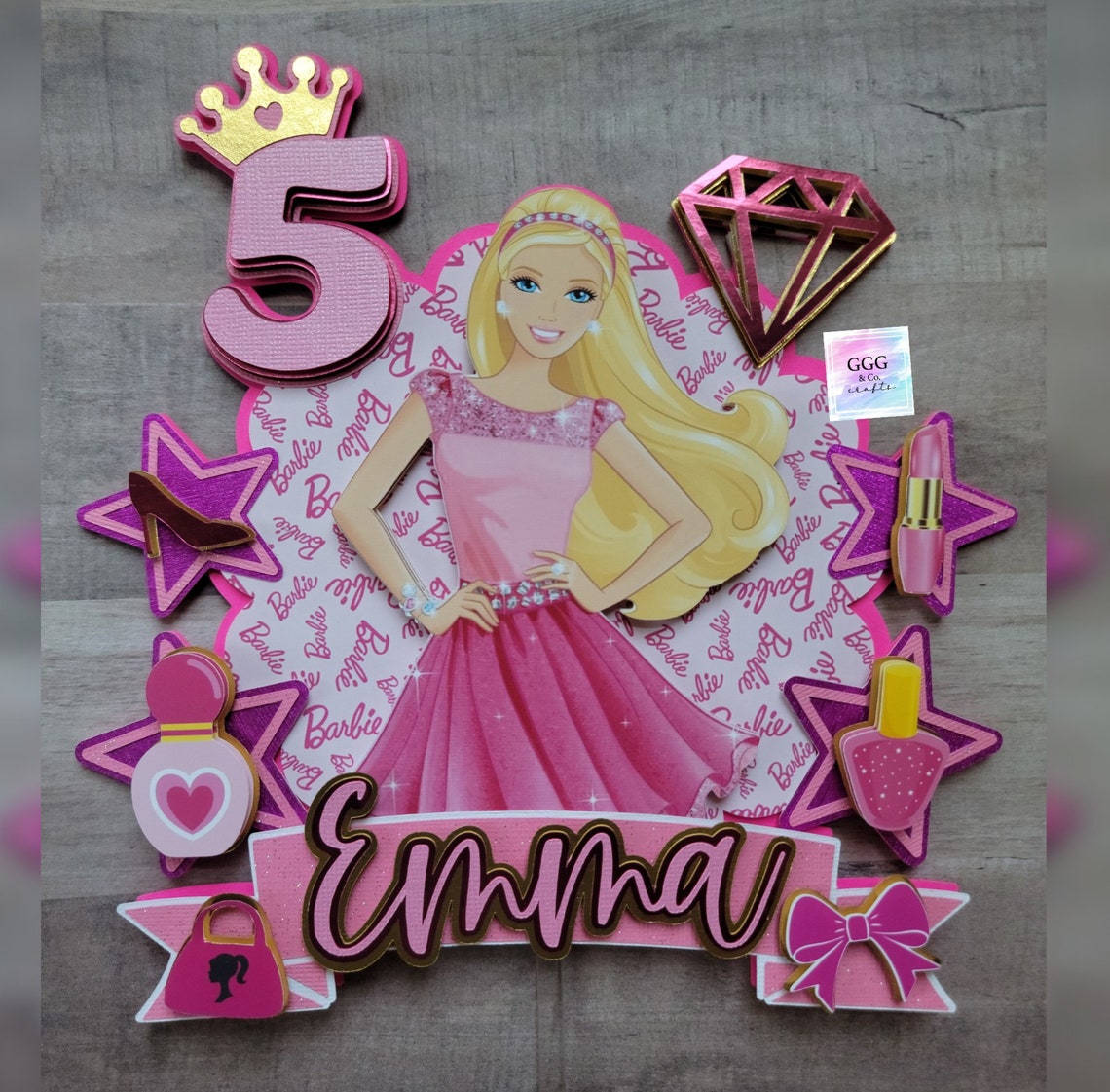 Pink Girly Cake Topper - Etsy
