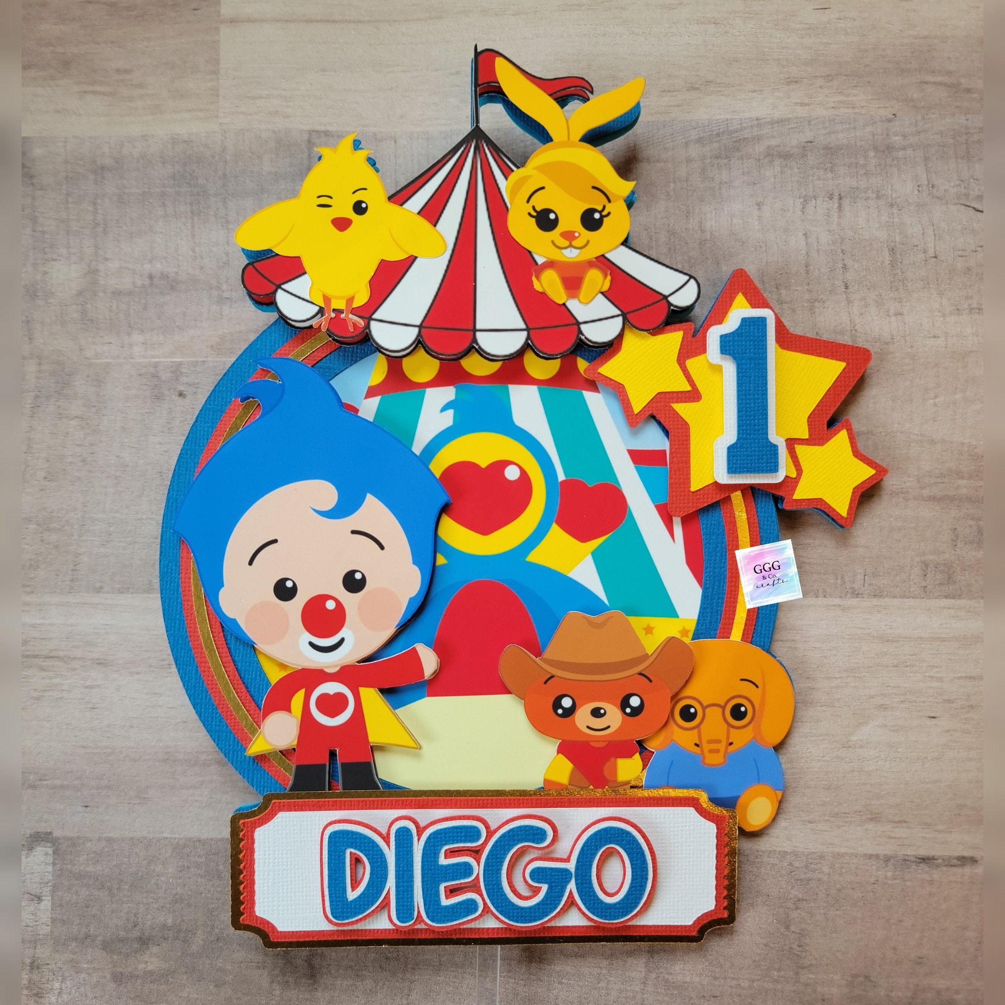 Plim Plim cake topper, payasito plim plim, circus themed cake topper ...
