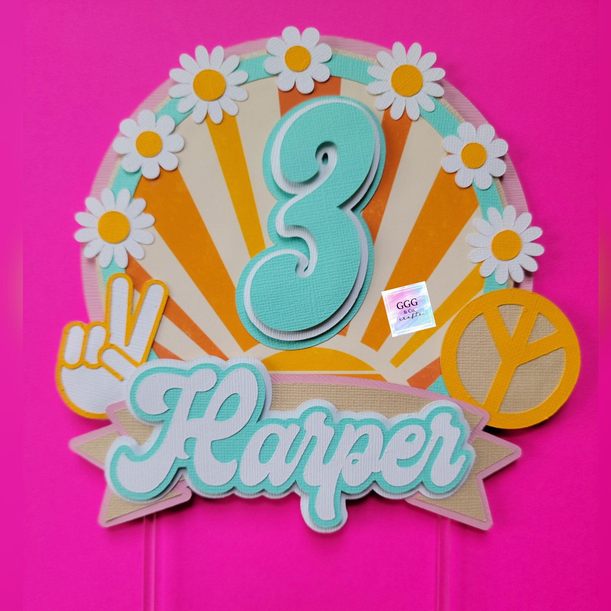 Groovy Cake Topper, Three Cake Topper, Daisy Topper, - Etsy