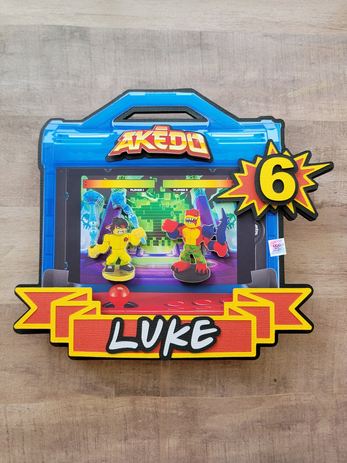 Akedo Cake Topper, Arcade Birthday Party Decor, Personalized Name & Age ...