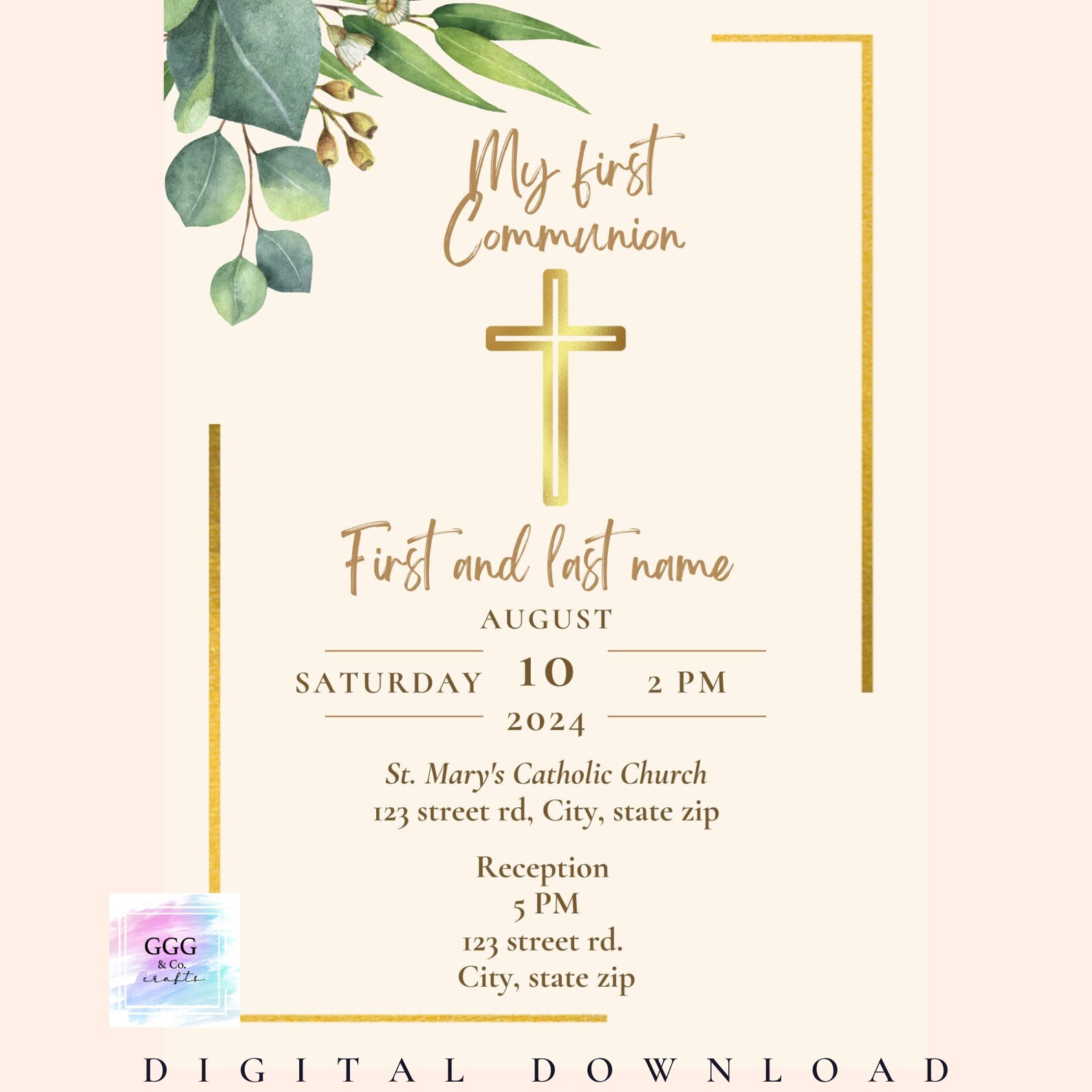 First Communion Invitation, Invitacion De Primera Comunion - Etsy