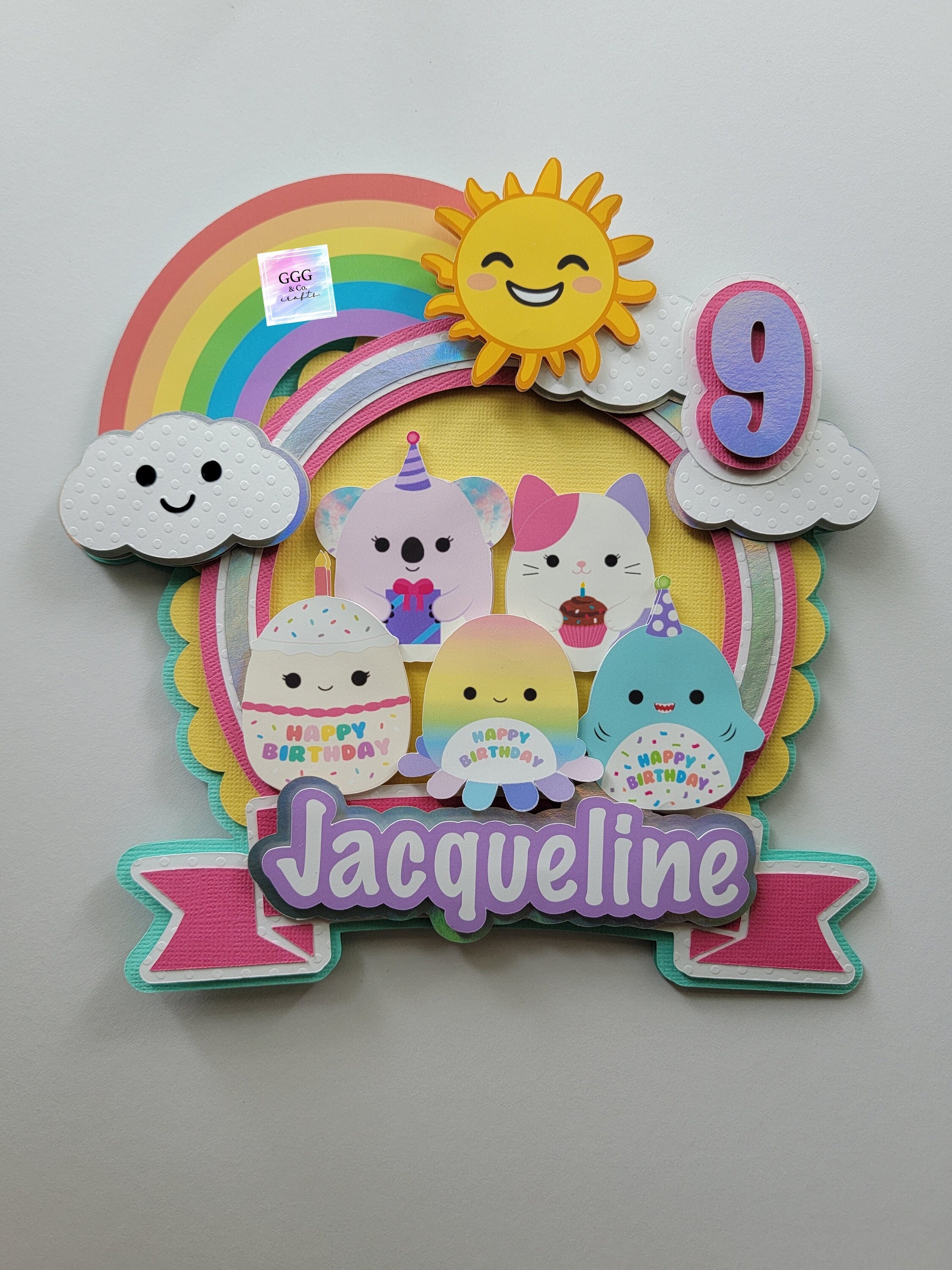Happy Birthday Cake Topper, Squishmallow Cake Topper, Squishmallow ...