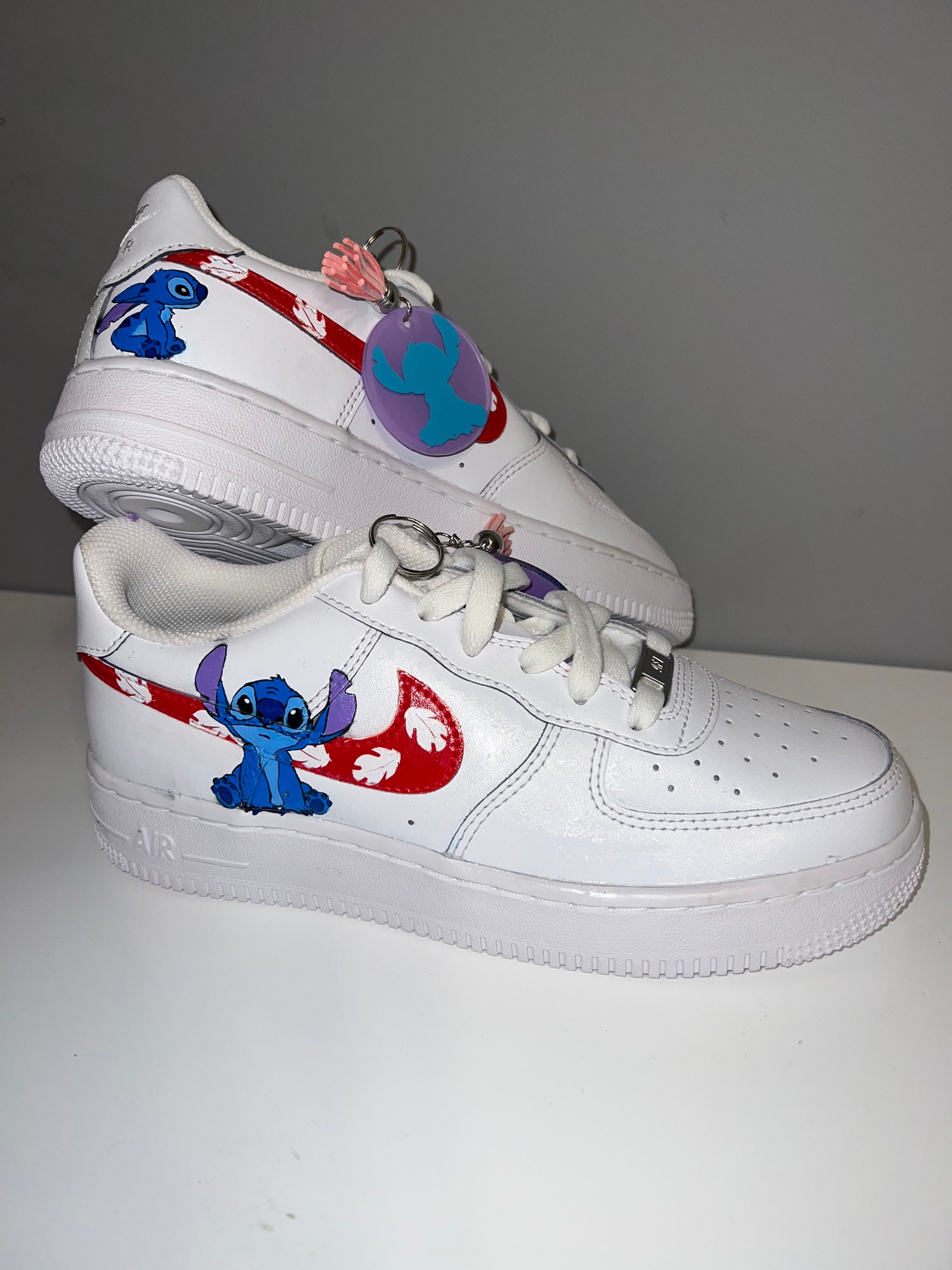 Custom Stitch Air Force 1 and Stitch Keyring Custom Trainers - Etsy UK