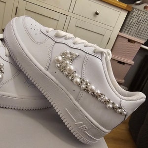 Custom Bridal Pearl and Diamond Air Force 1 Trainers - Etsy UK