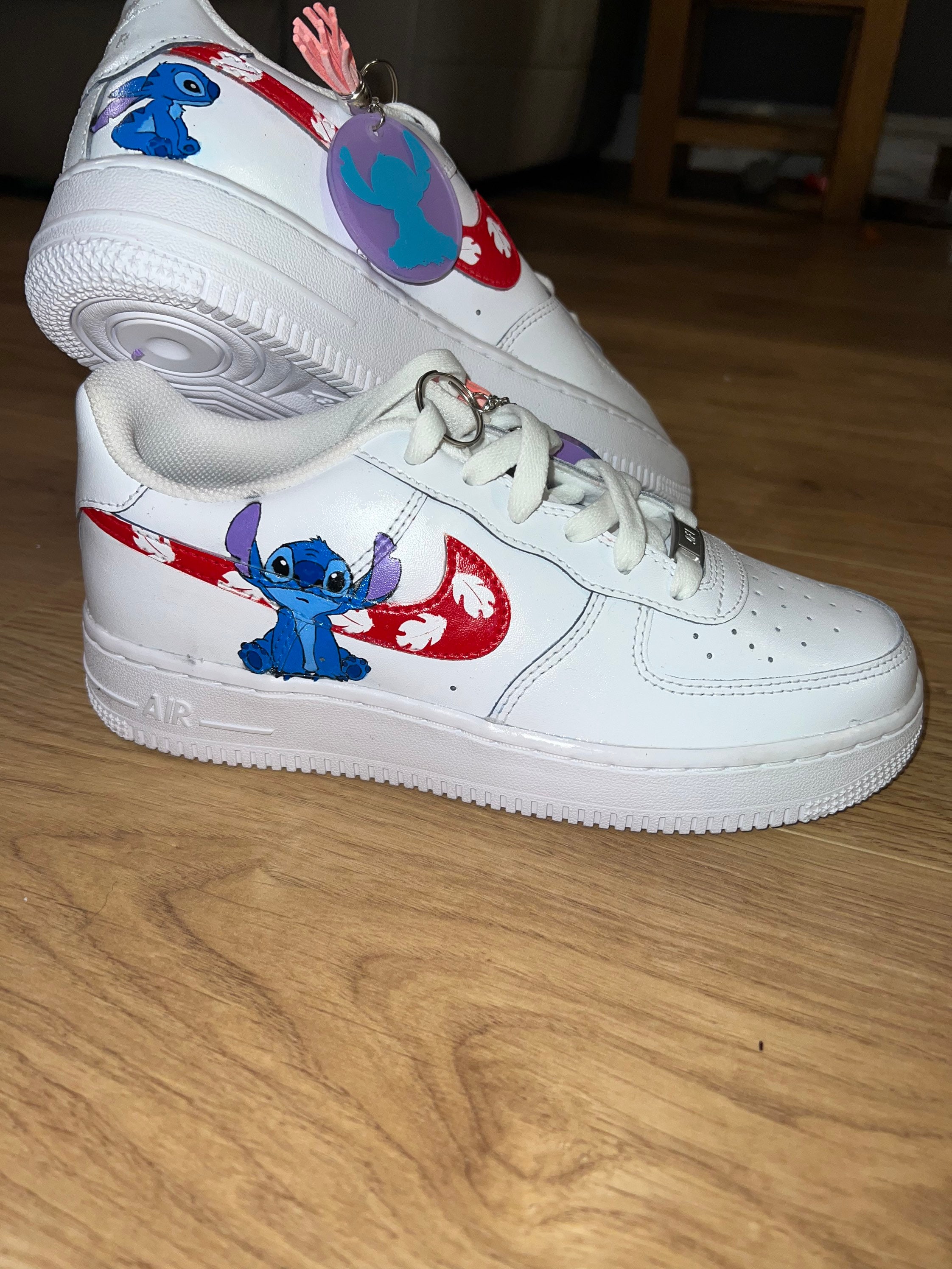 Custom Stitch Air Force 1 and Stitch Keyring Custom Trainers - Etsy UK