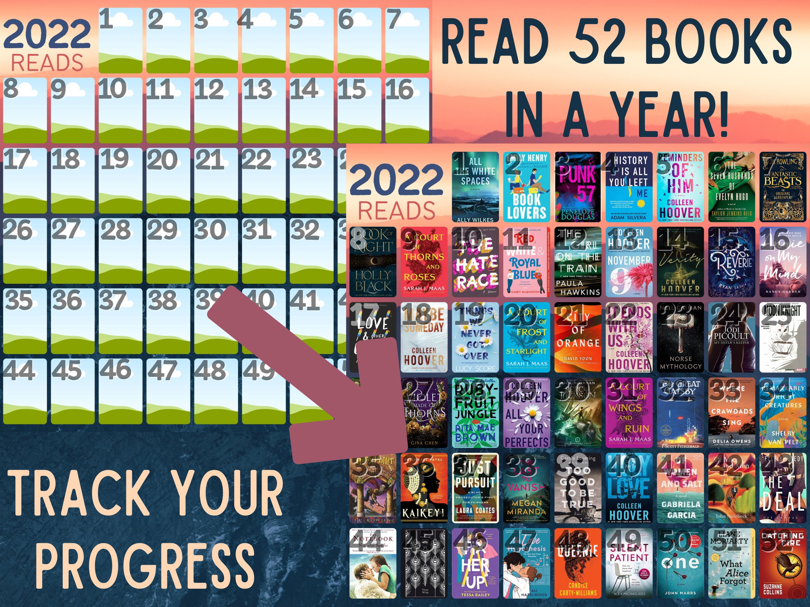 52 Books a Year Reading Challenge Template - Etsy