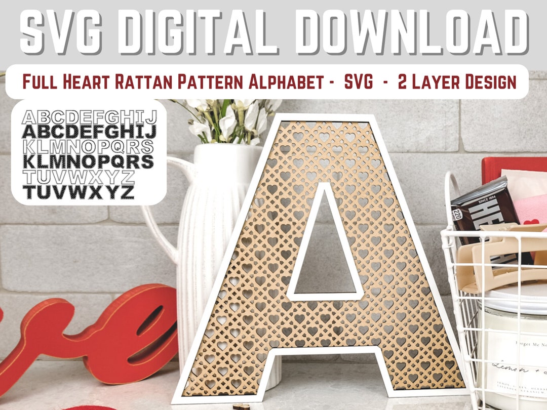 Heart Rattan Letter SVG Set | Heart SVG Letters | Heart Svg | Alphabet ...