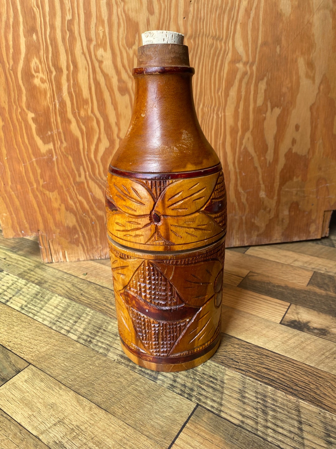 Wood Carved Water Jug - Etsy