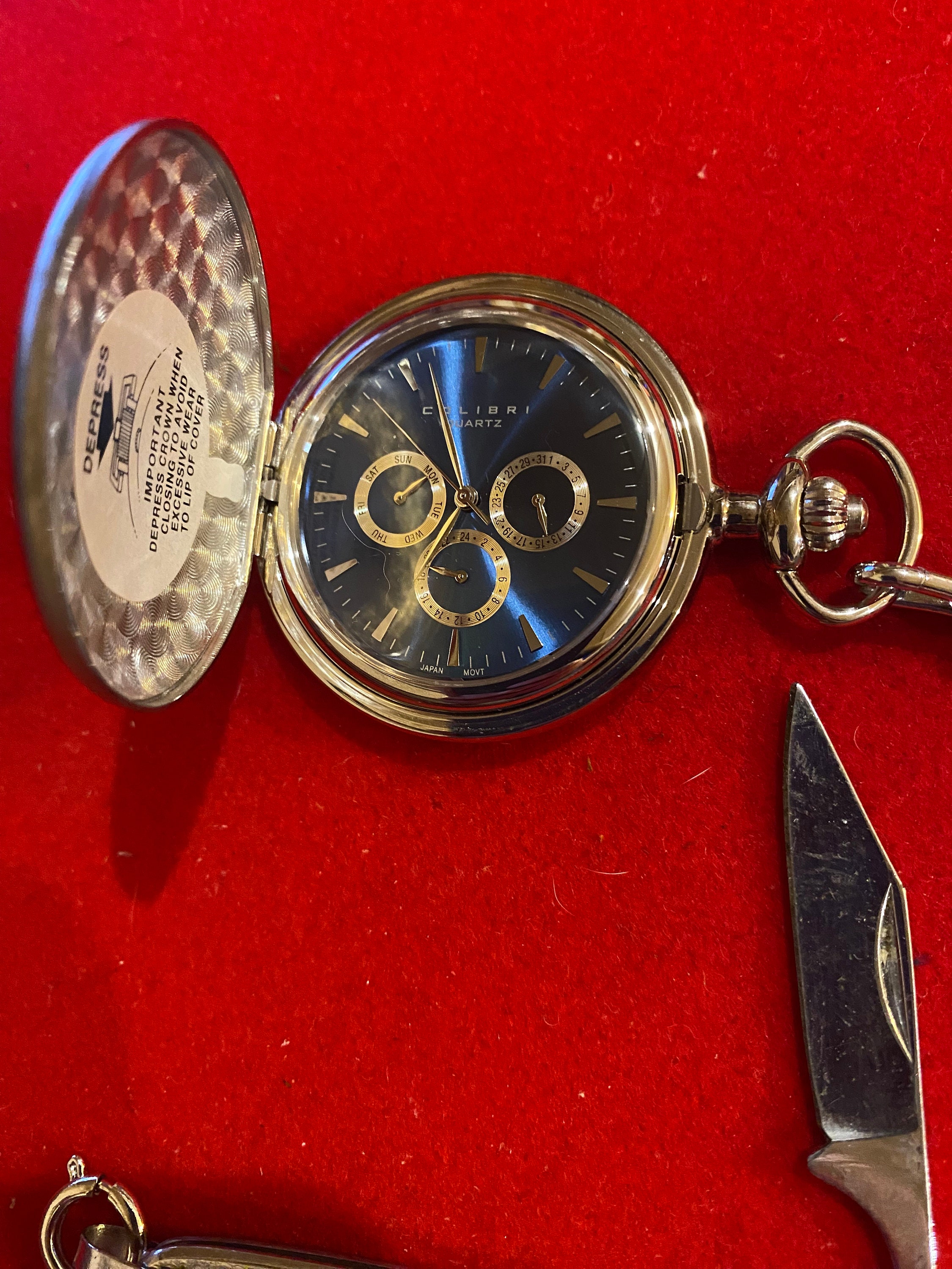 Colibri Pocket Watch With Pocket Knife on Chain - Etsy