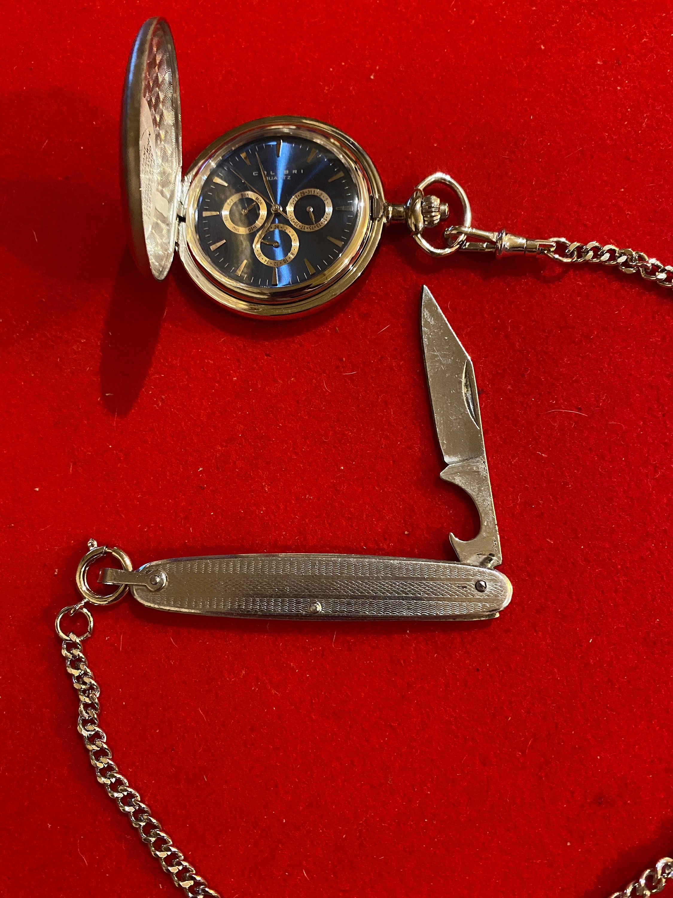 Colibri Pocket Watch With Pocket Knife on Chain - Etsy