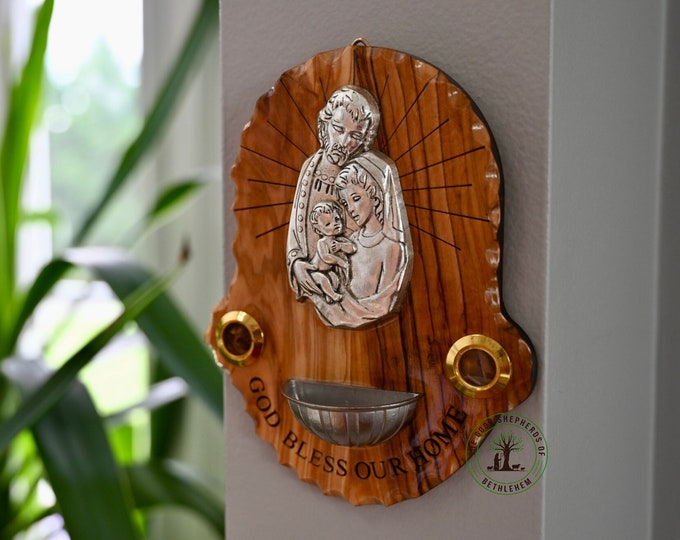 Distressed Vintage Holy Family Holy Water Font Made in Italy Cream ...