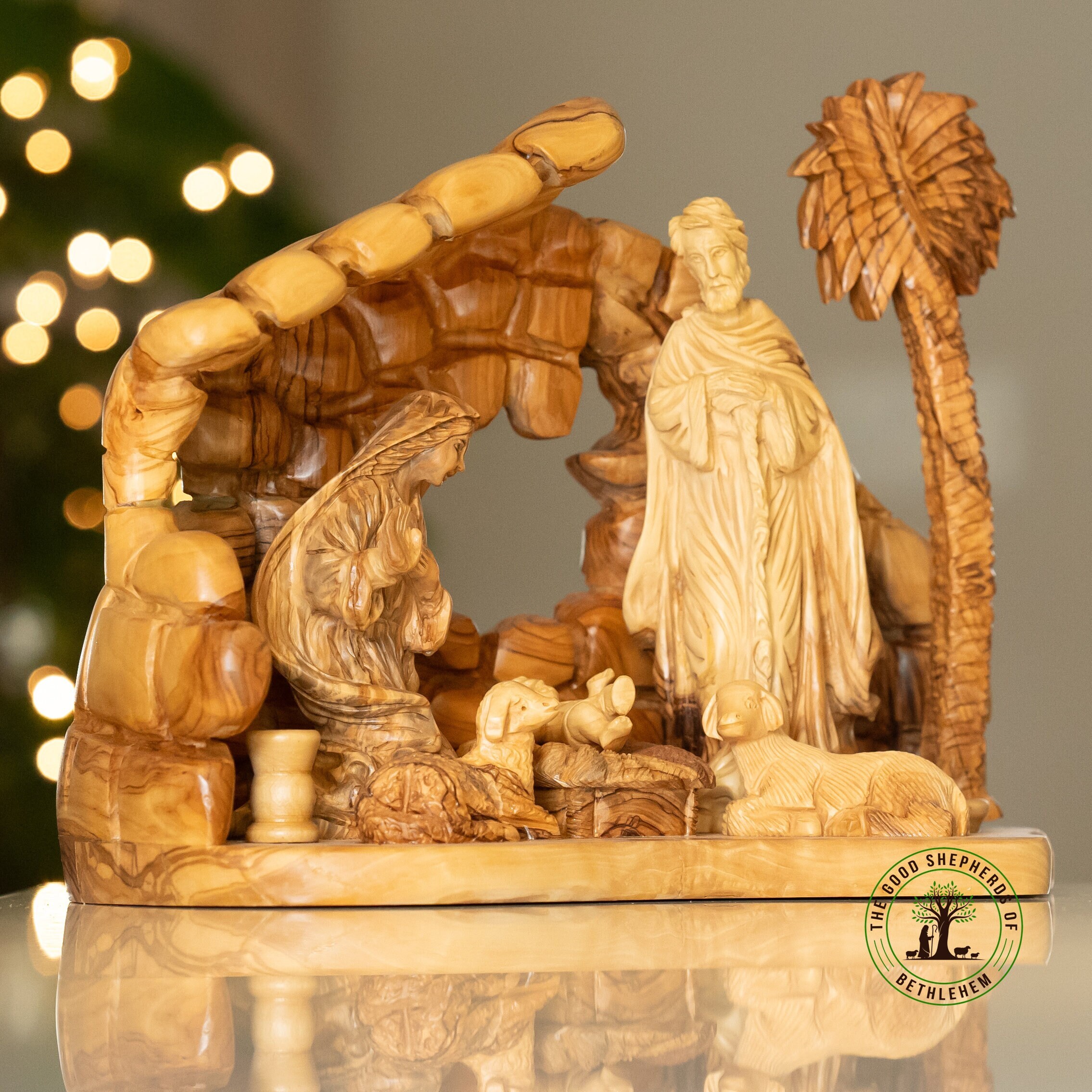 Olive Wood Nativity Scene Carved Inside a Cave, Cave Olive Wood ...