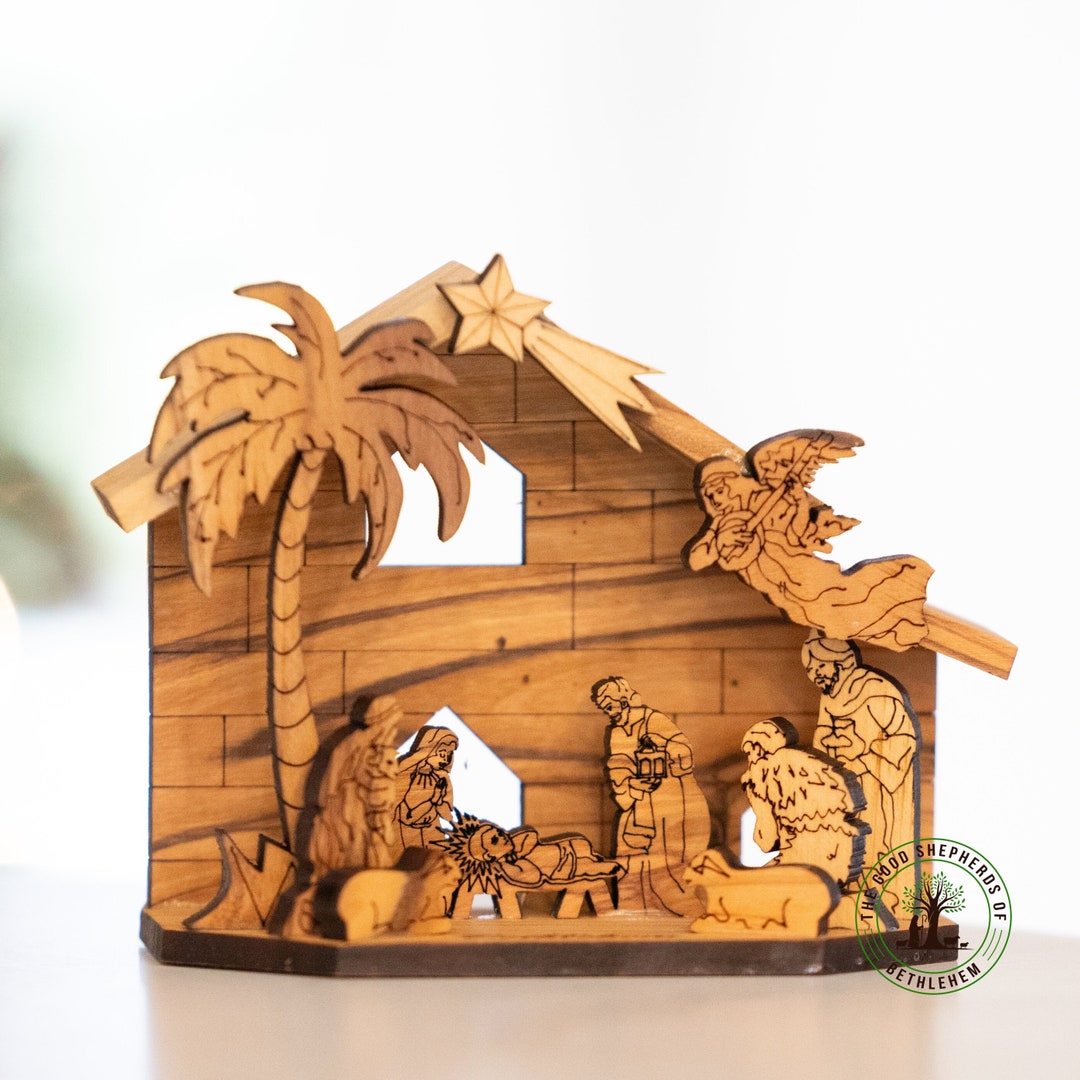 Olive Wood Nativity Scene, Christmas Nativity Scene Handmade in the ...