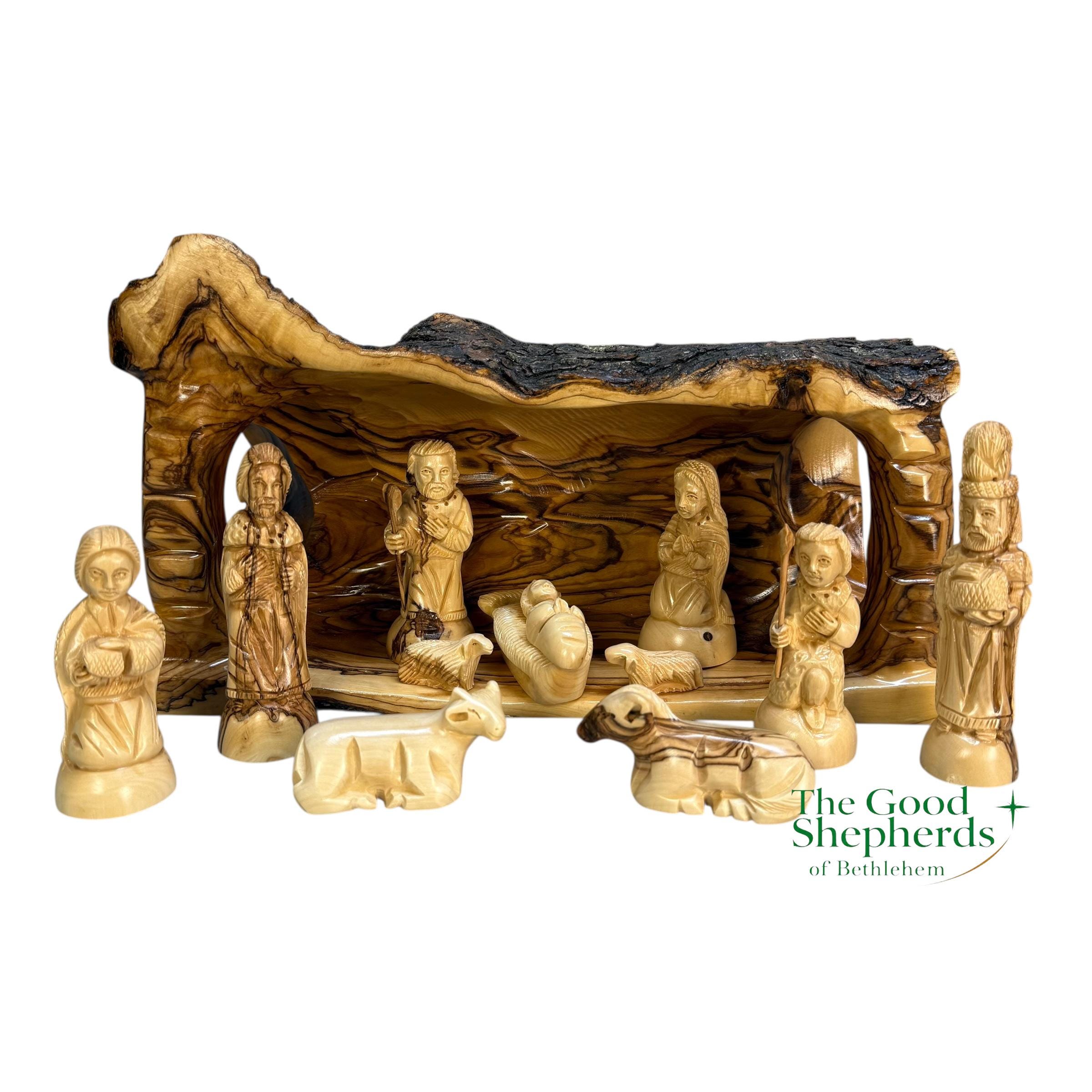 Olive Wood Nativity Set With Detailed Figurines, Wooden Hand Carved ...