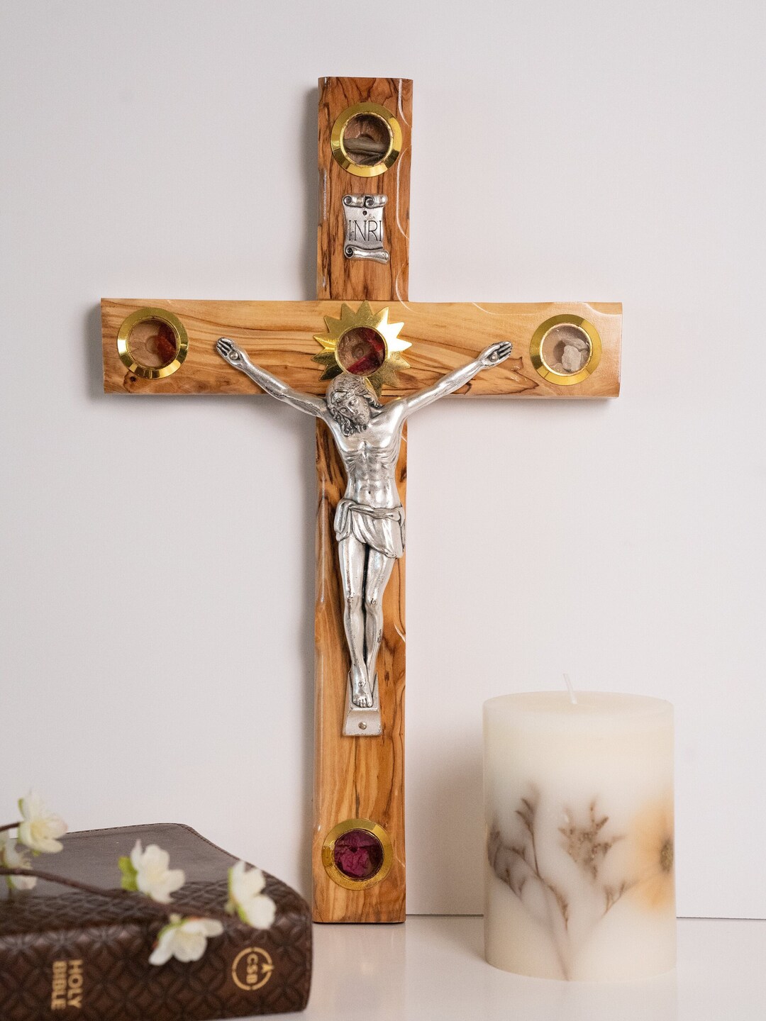14 Inches Extra Large Wall Hanging Crucifix, Olive Wood Crucifix With ...