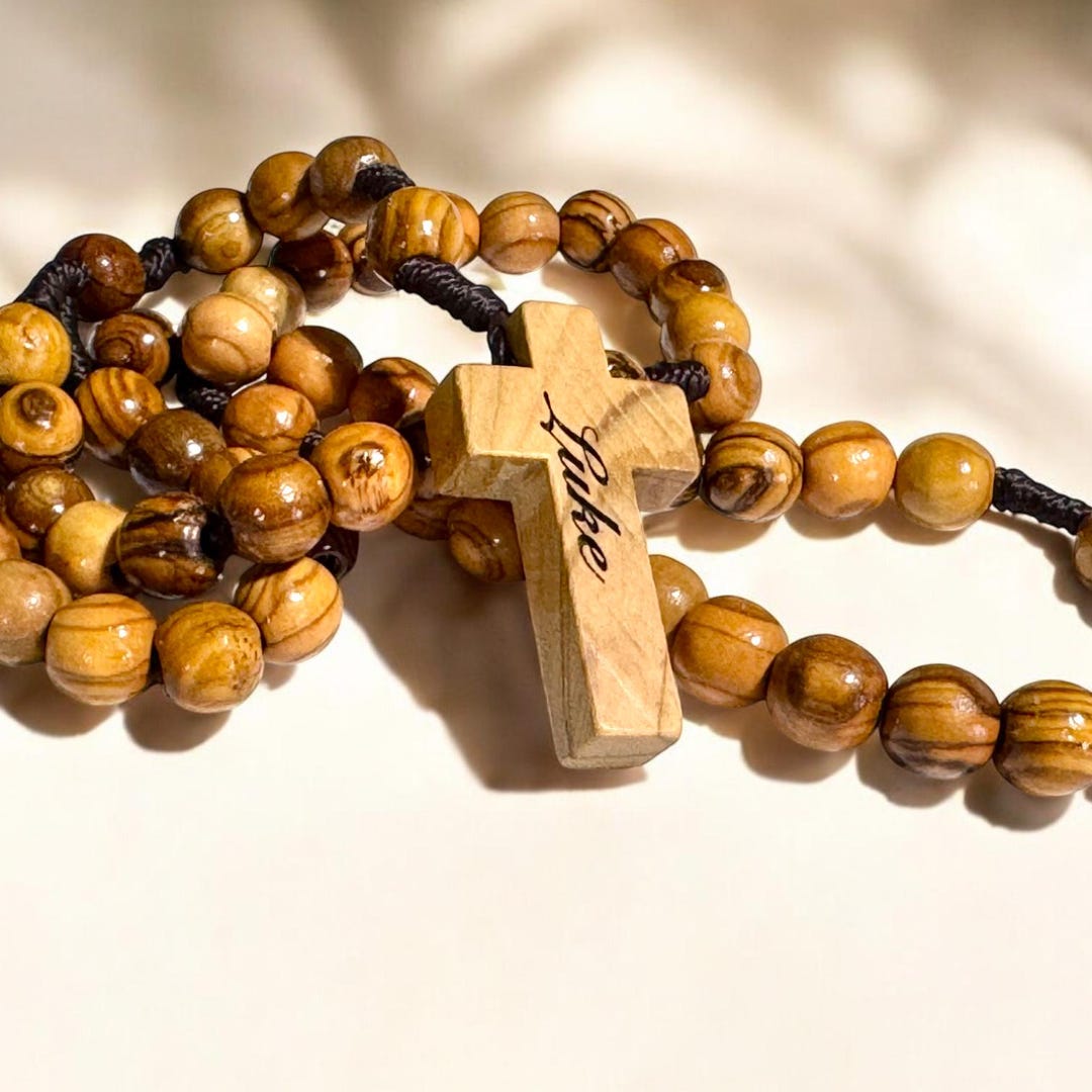 Custom Olive Wood Rosary With Name I Personalized Baptism Rosary I My ...