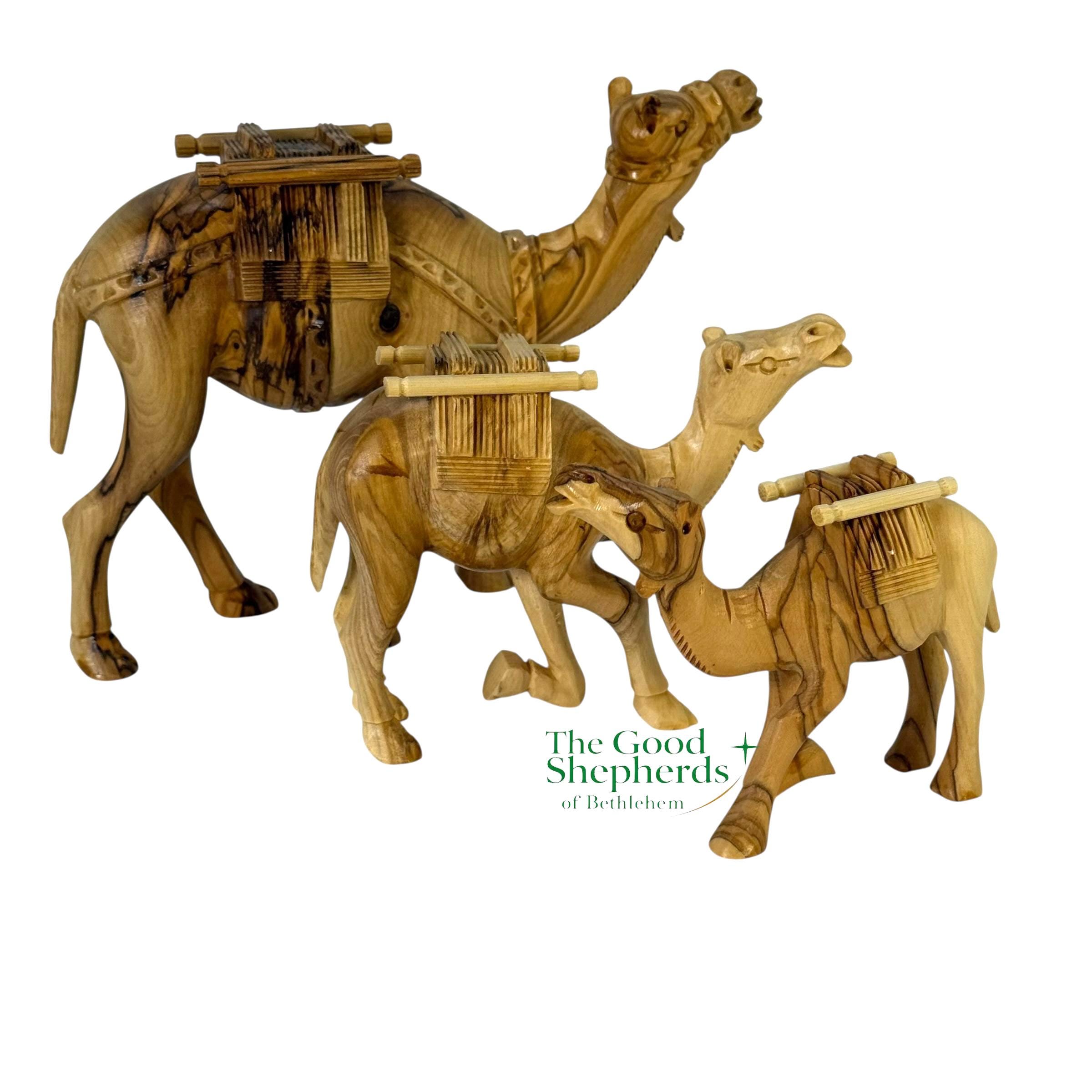 Hand-carved Olive Wood Camels With Saddles – Highly Detailed Figurines ...