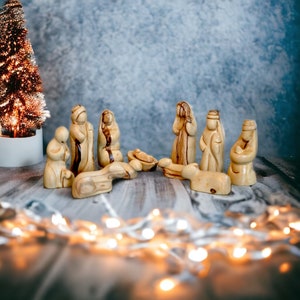 Olive Wood Nativity Set Olive Wood Nativity Set in a Cave Hand Carved ...