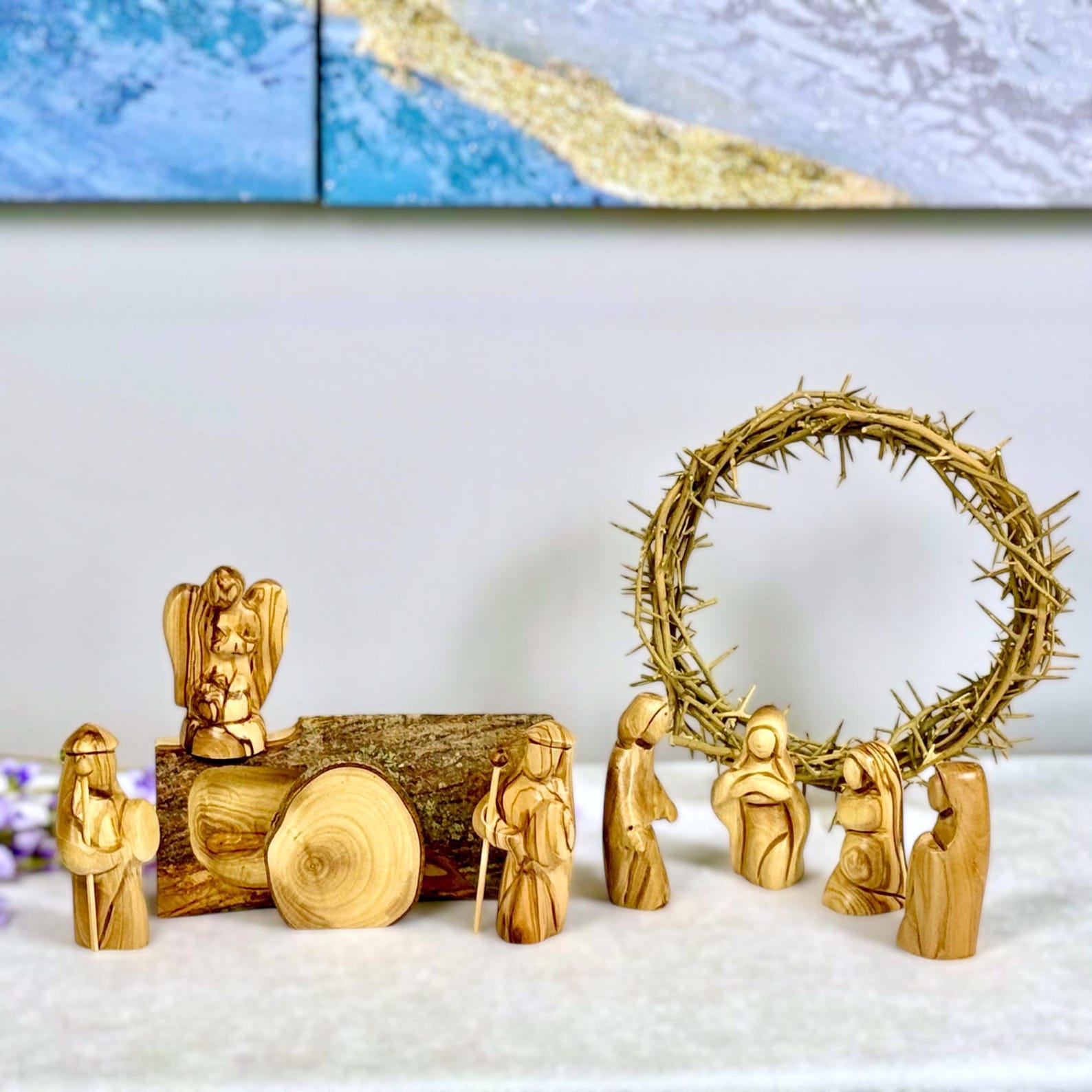 Olive Wood Jesus' Tomb Scene Wooden Easter Set Resurrection Scene Set ...