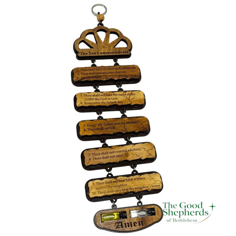 Olive Wood Ten Commandments Wall Hanging | Holy Land Hand-carved ...
