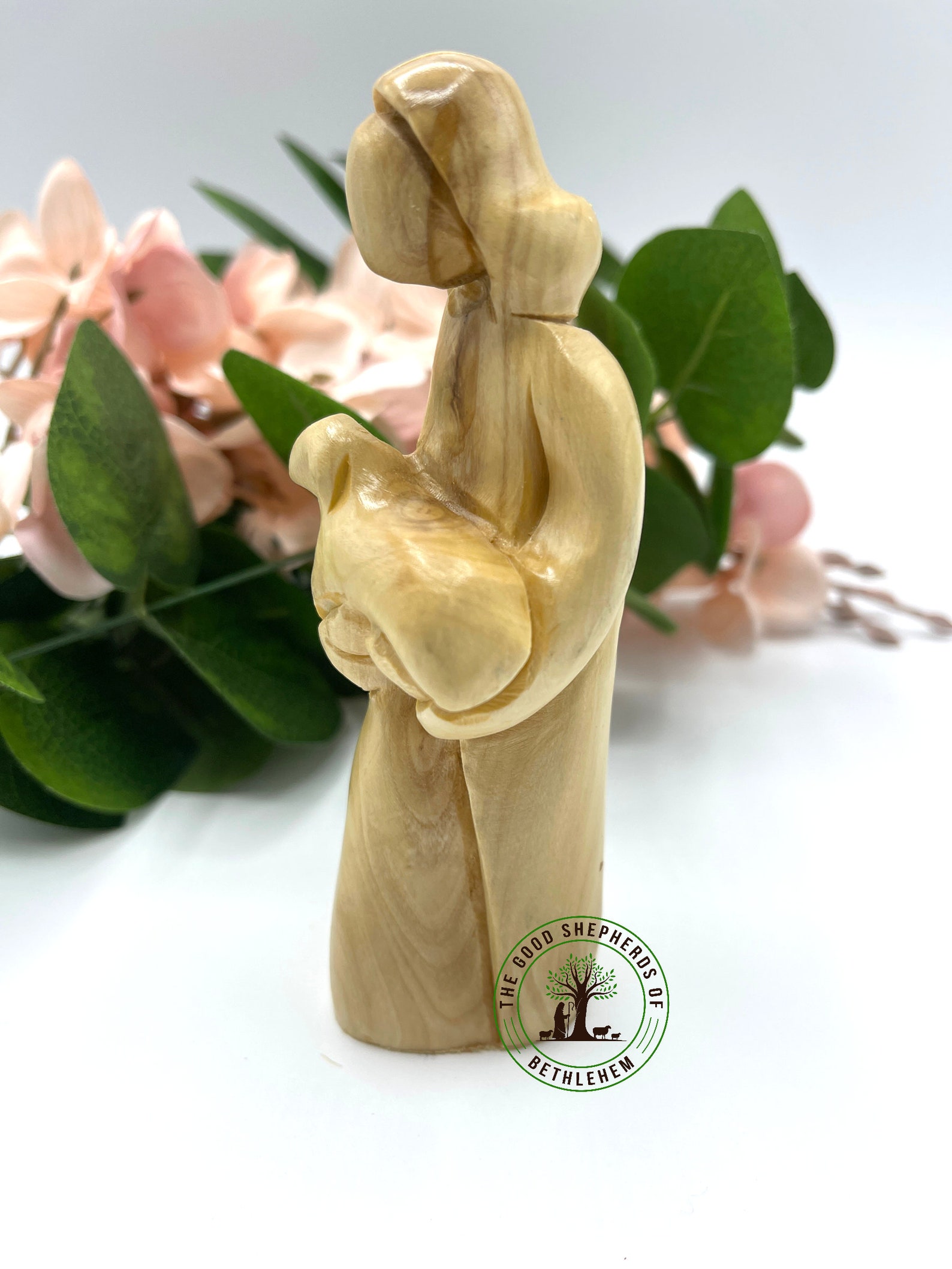 The Good Shepherd Olive Wood Carving, the Good Shepherds Wooden ...