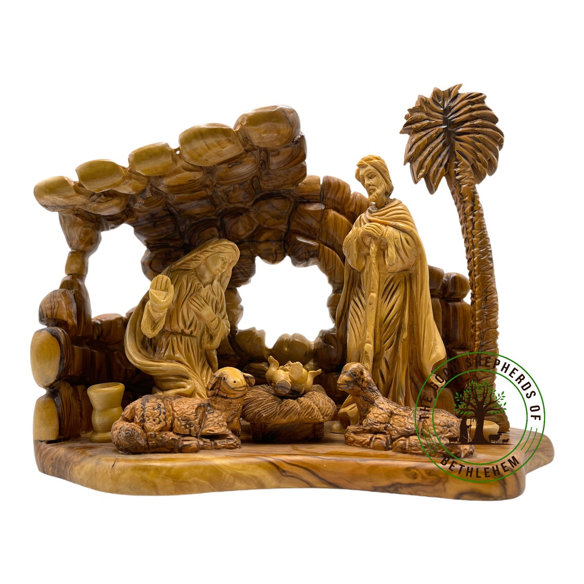 Olive Wood Nativity Scene Carved Inside a Cave Cave Olive - Etsy