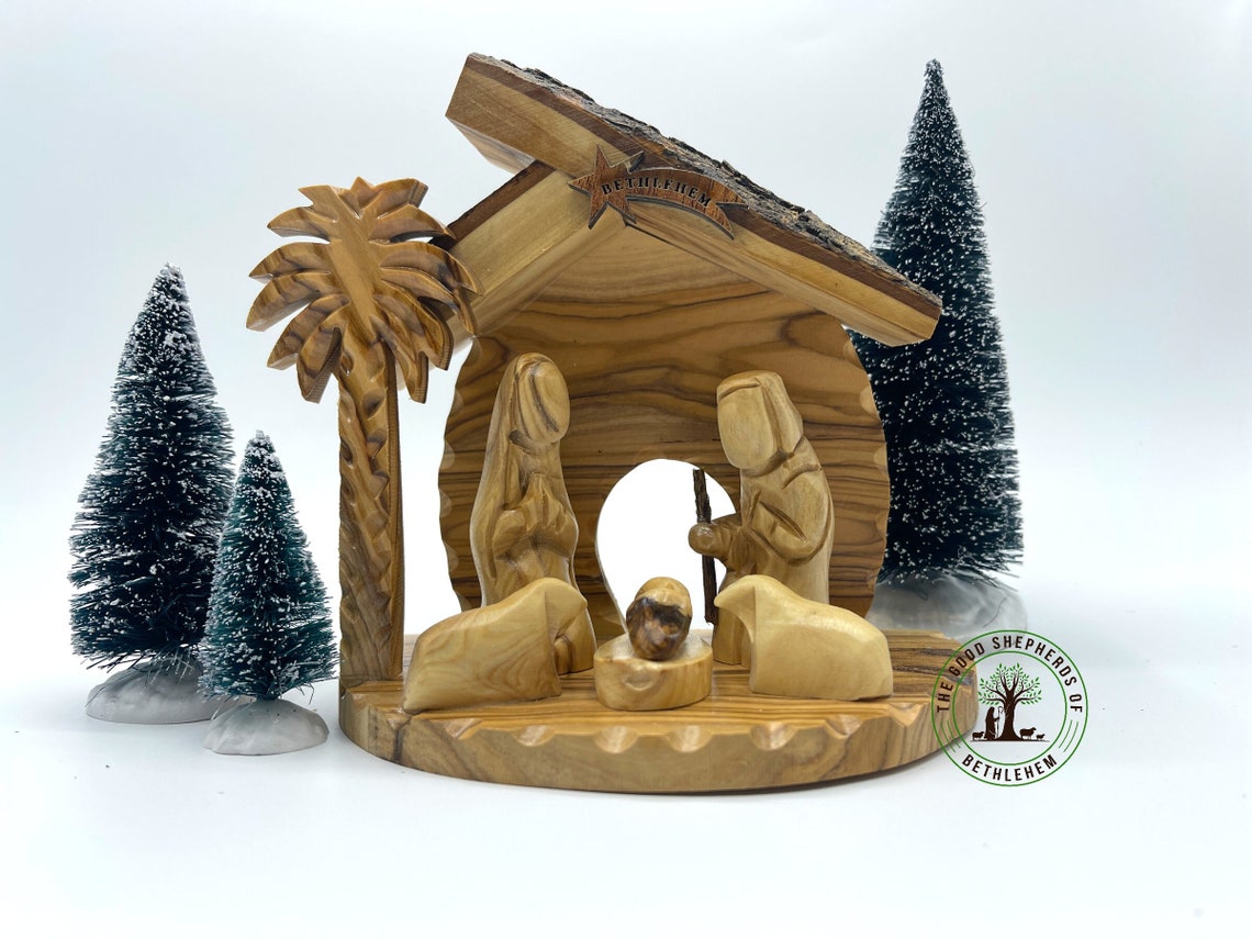 Olive Wood Nativity Scene, Christmas Nativity Scene Handmade in the ...
