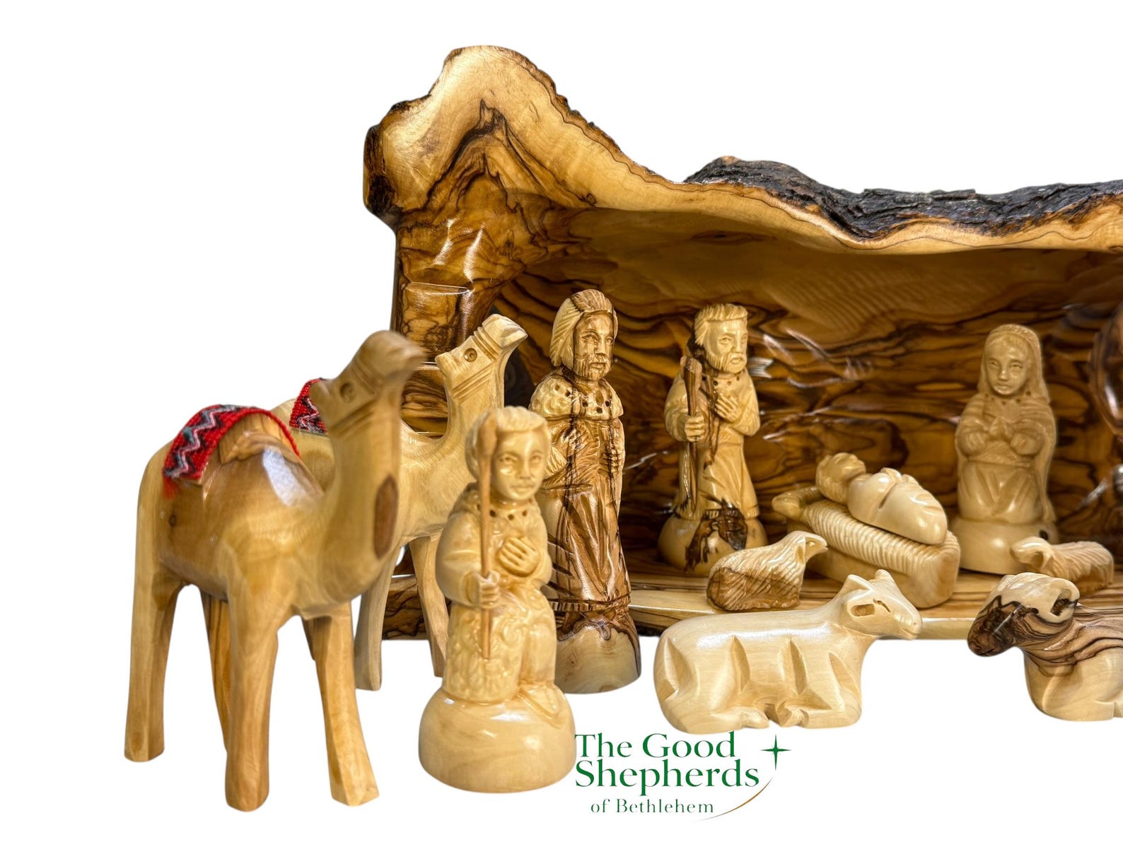 Olive Wood Nativity Set With Detailed Figurines, Wooden Hand Carved ...