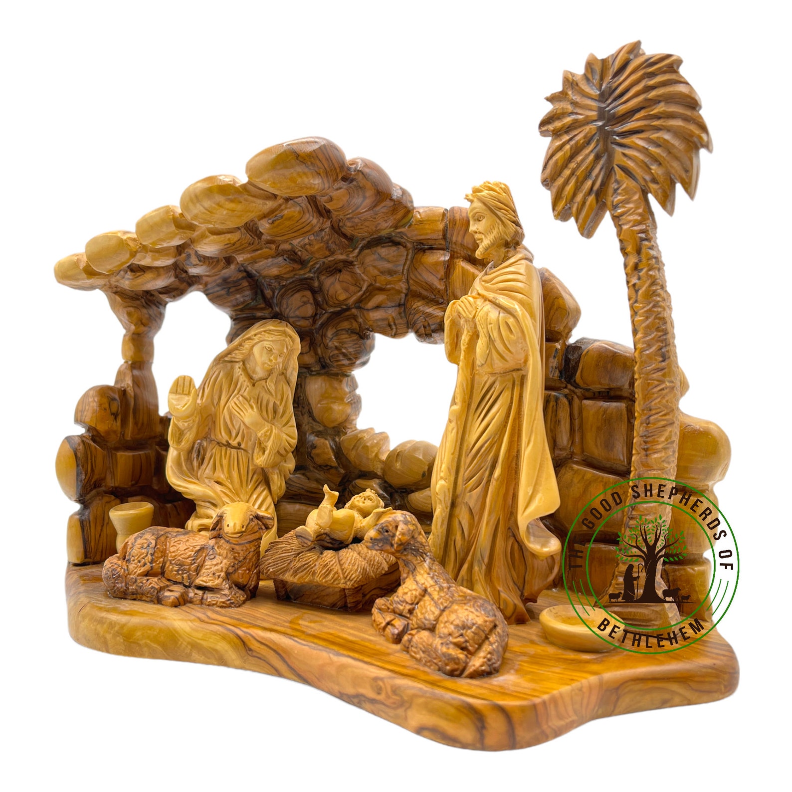Olive Wood Nativity Scene Carved Inside a Cave Cave Olive - Etsy