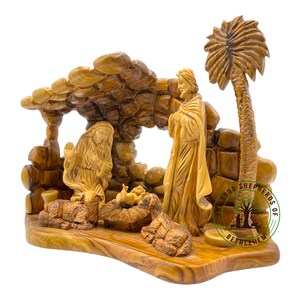 Olive Wood Nativity Scene Carved Inside a Cave, Cave Olive Wood ...