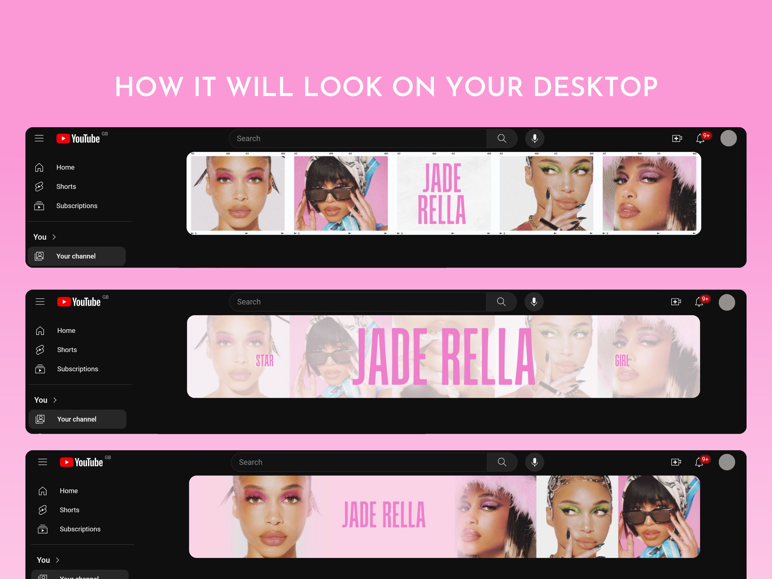 Pink Youtube Banner | Beauty & Lifestyle Kit | Youtube Templates | 3 ...