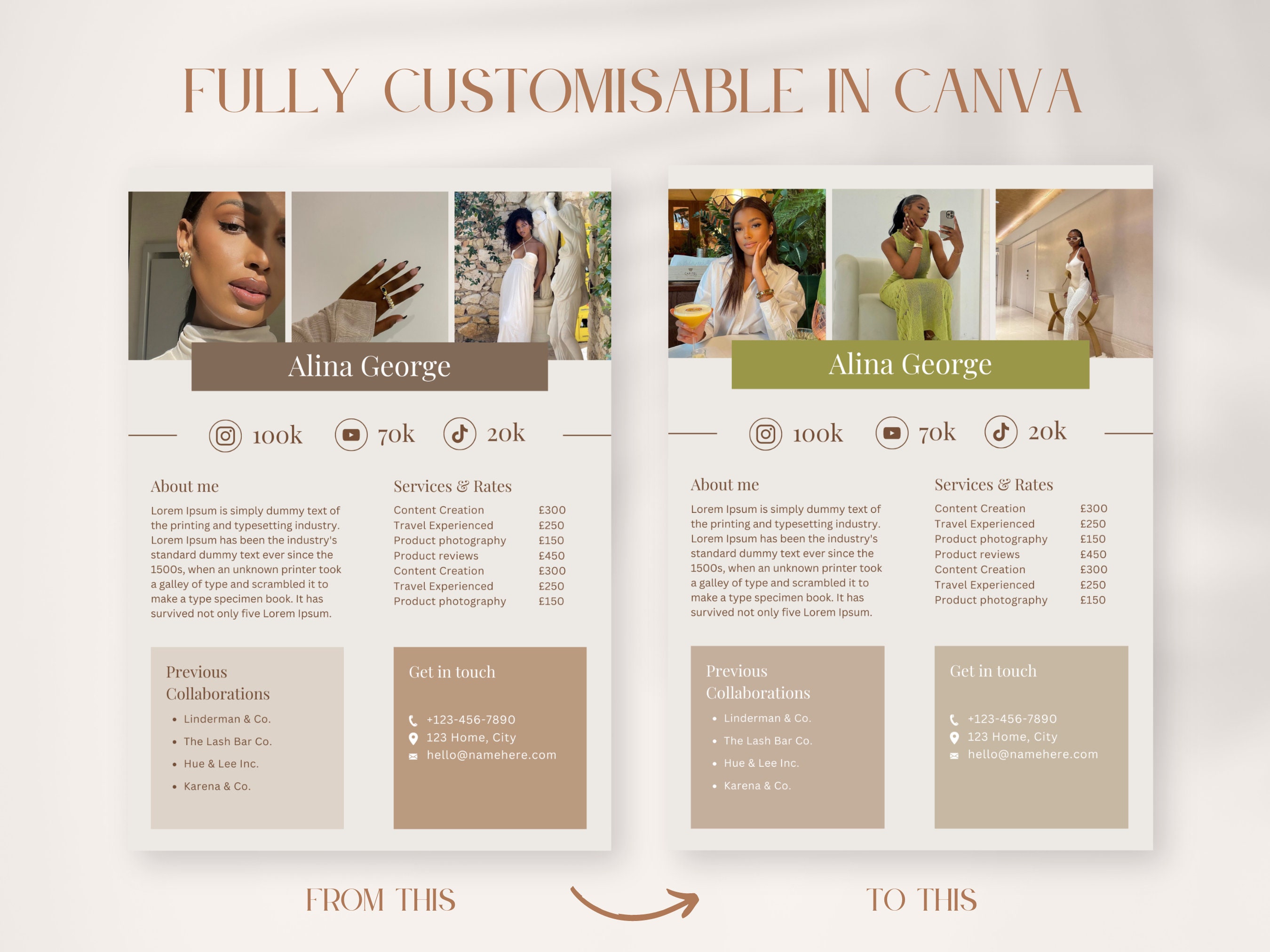 One Page Media Kit Template | Influencer Media Kit | Instagram ...