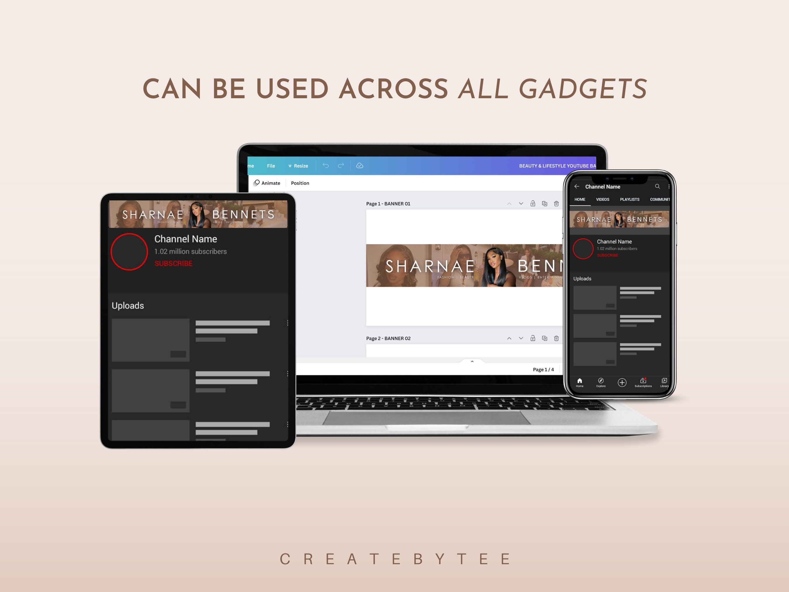 Youtube Banner | Beauty & Fashion Kit | Youtube Templates | 3 Canva ...