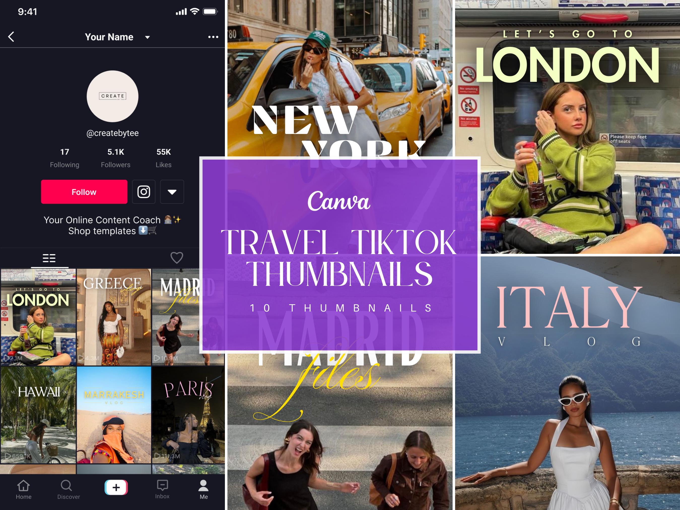 Tiktok Thumbnail Templates | Travel Thumbnail Kit | Lifestyle & Travel ...
