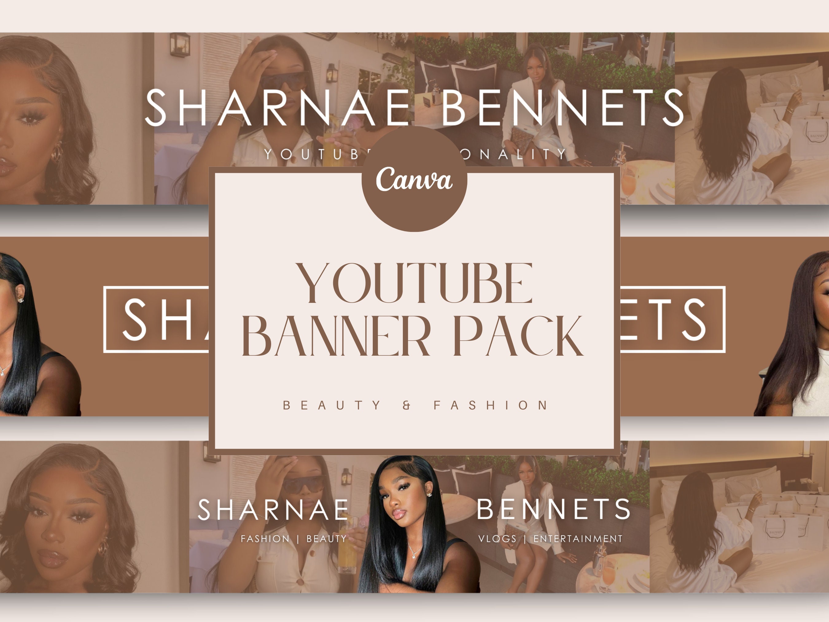 Youtube Banner | Beauty & Fashion Kit | Youtube Templates | 3 Canva ...
