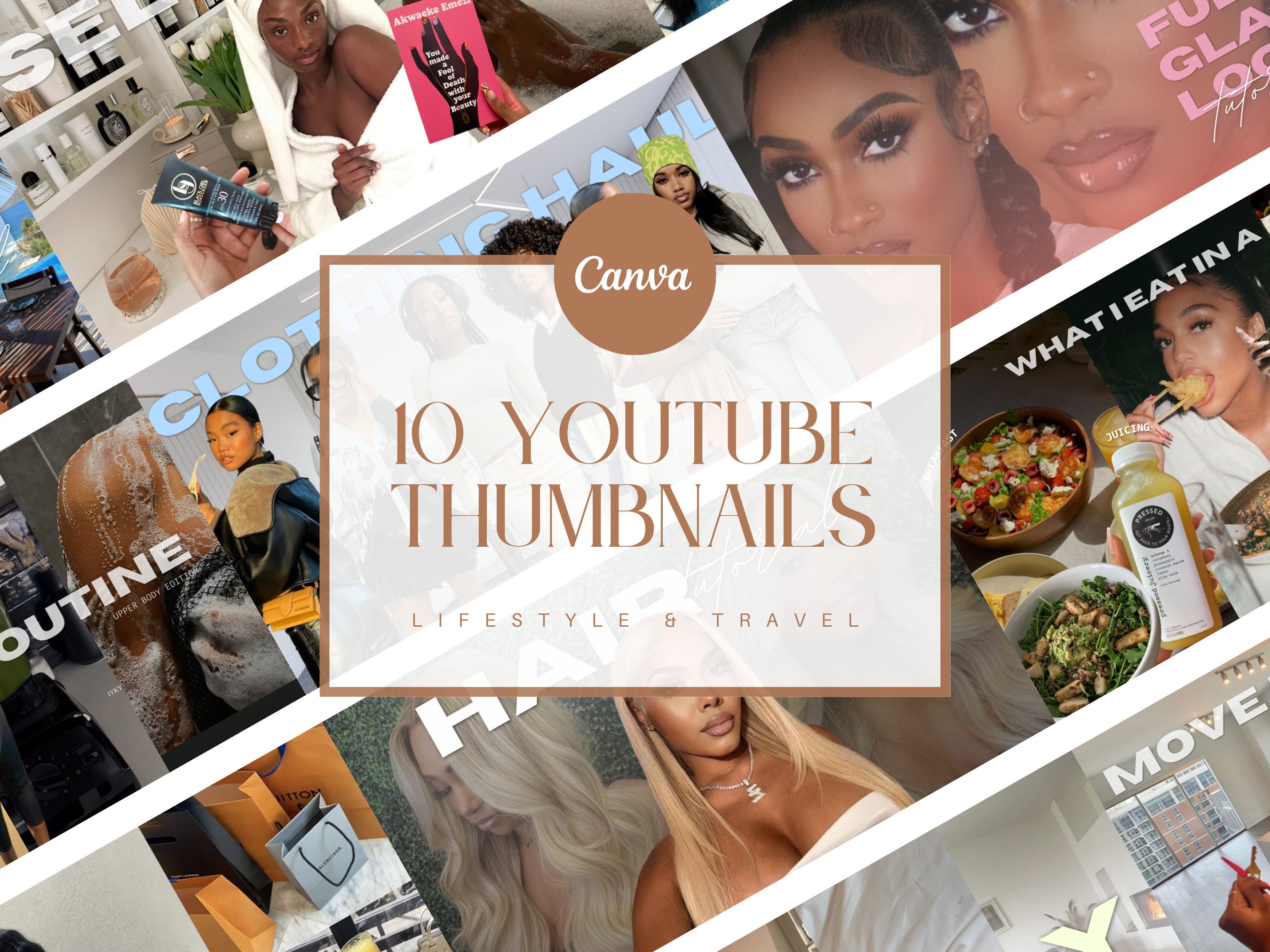 Youtube Thumbnail Templates | Lifestyle, Travel & Beauty Kit | Youtube ...