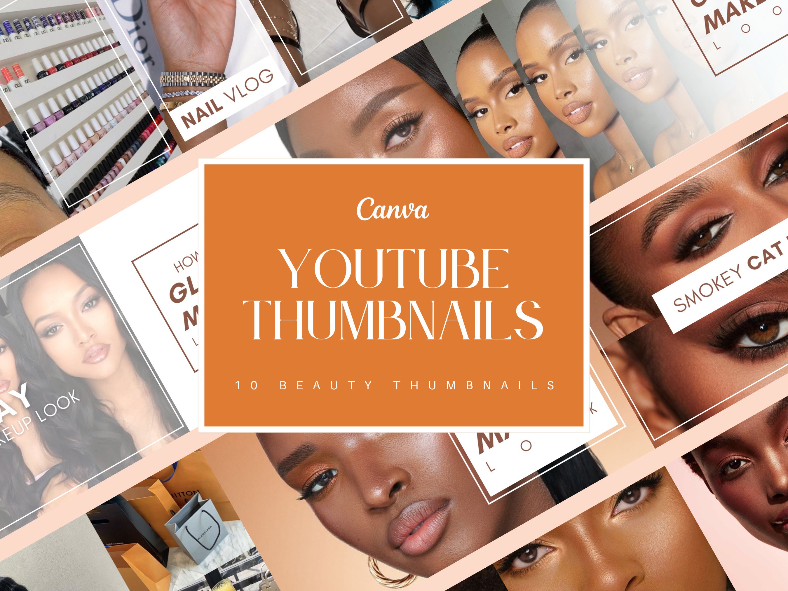 Youtube Thumbnail Templates | Beauty Youtuber Kit | Influencer | 10 ...