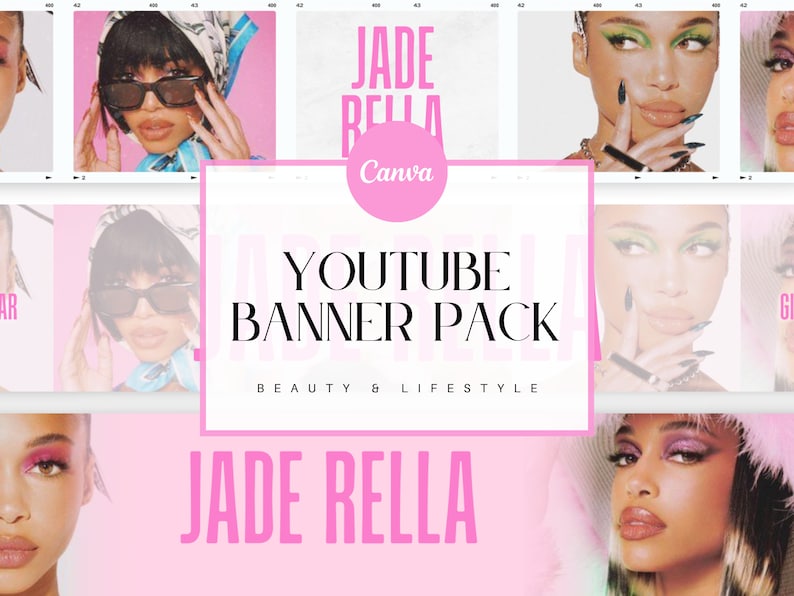 Pink Youtube Banner | Beauty & Lifestyle Kit | Youtube Templates | 3 ...